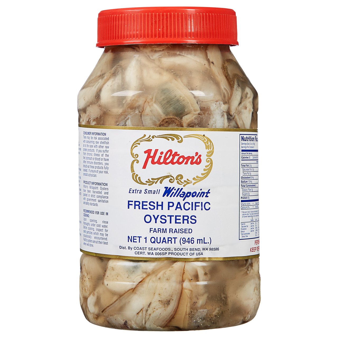 Hilton's Fresh X-Small Oysters 32 oz (#1073) - $25.49