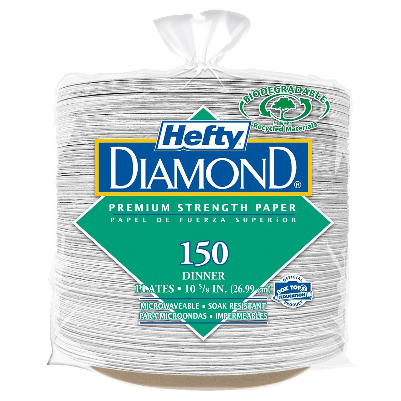 Hefty Diamond 10-5/8" Dinner Plates, 150 Count (#89547) - $17.99