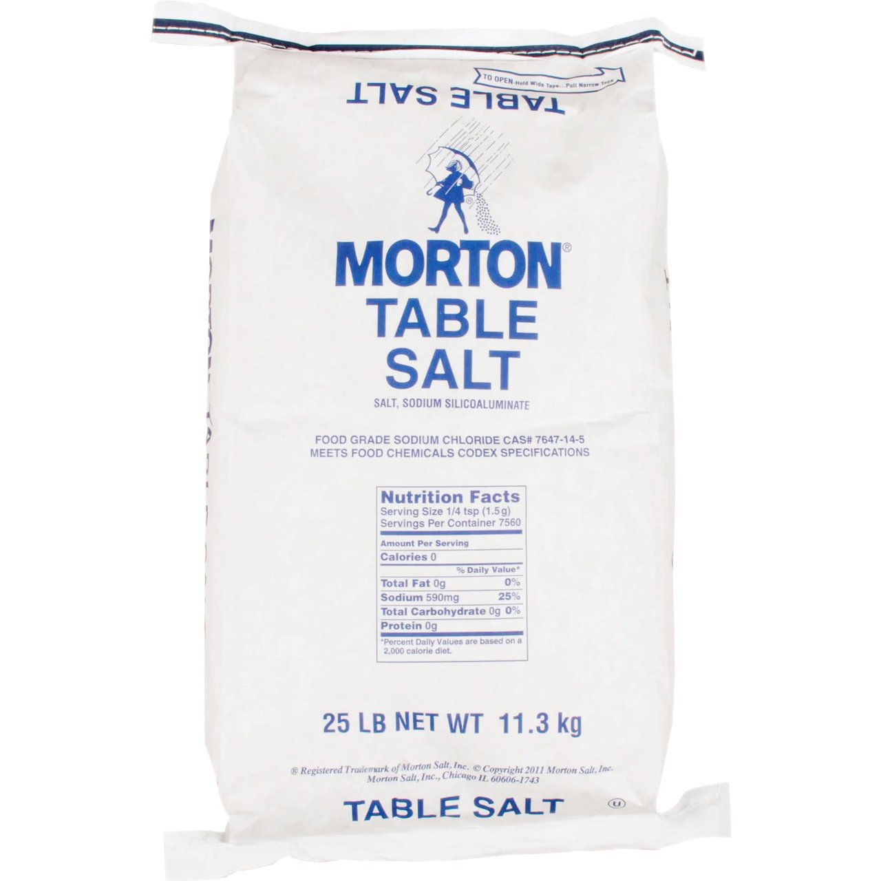 Morton Non-Iodized Table Salt, 25 lbs (#6754) - $7.99 (down from $9.89)