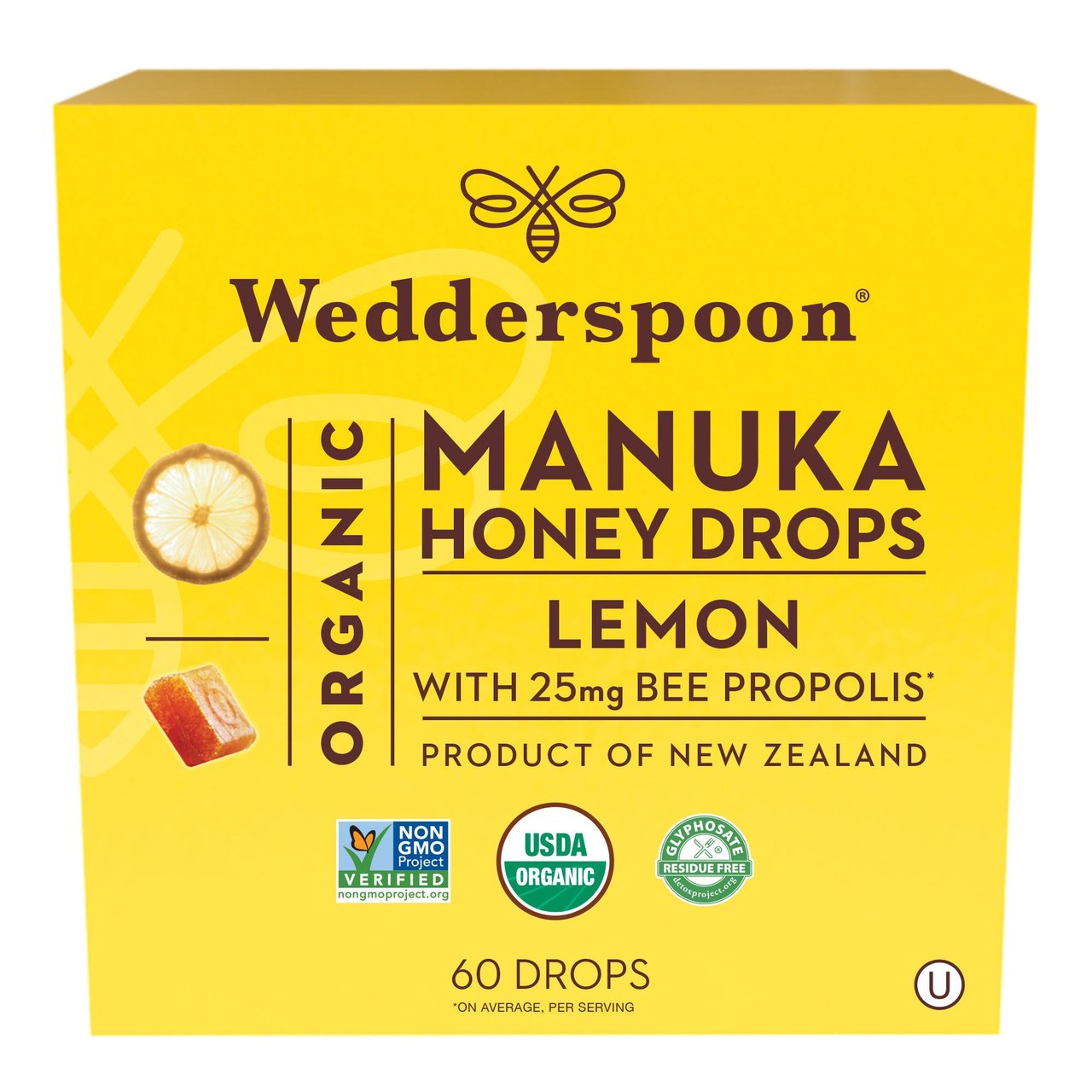 Wedderspoon Organic Manuka Honey Drops Lemon 60 CT (#1687023) - $14.99
